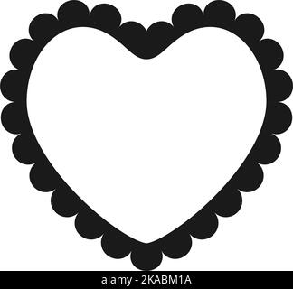 Scalloped edge heart shape. Simple heart scalloped border. Fabric laces ...