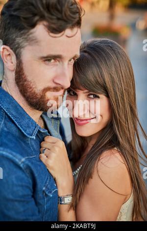 Couple getting close, high angle view Stock Photo - Alamy