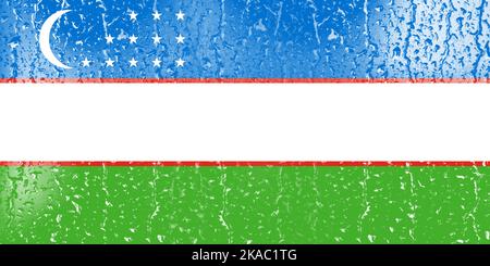 3D Flag of Uzbekistan on a glass with water drop background Stock Photo ...
