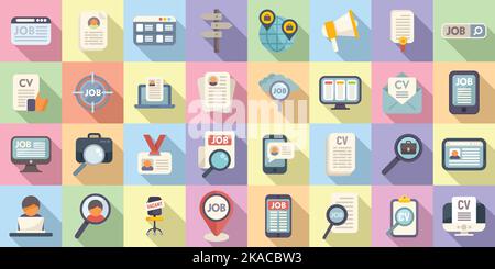 Seeking job icons set flat vector. Covid job. Lost bad isolated Stock ...