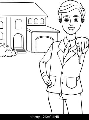 Real Estate Agent Coloring Page for Kids Stock Vector Image & Art - Alamy