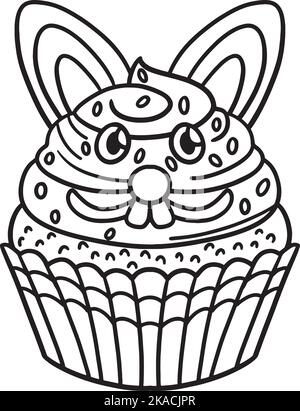 Easter Egg Cupcake Isolated Coloring Page Stock Vector Image & Art - Alamy