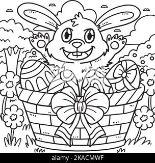 Easter Eggs Basket Coloring Page for Kids Stock Vector Image & Art - Alamy