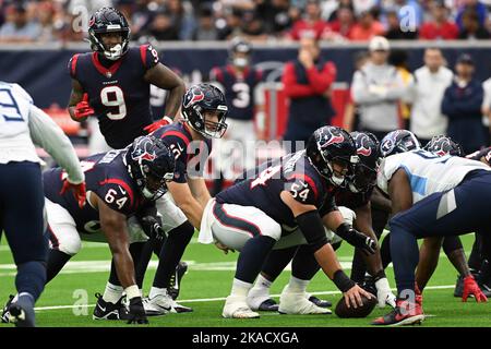 Houston Texans tight end Brevin Jordan (9) celebrates his touchdown ...