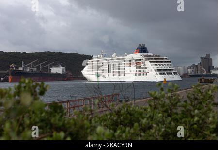 Cruise ship arriving at Durban Harbour from Cape Town, November 2022 ...