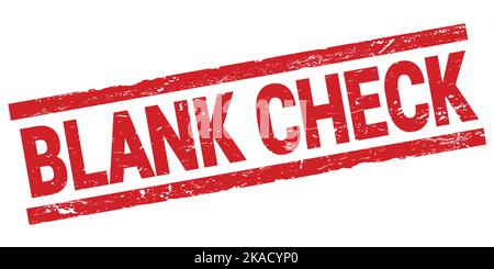 BLANK CHECK text written on green trapeze stamp sign Stock Photo - Alamy