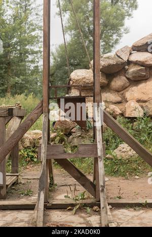 Guillotine, medieval decapitated equipment for punishment, blade ...