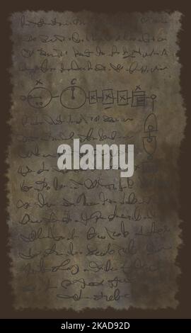 Abstract text. Imitation of a very old handwriting of an unknown ...