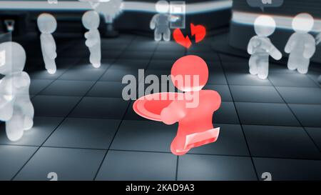 metaverse avatar is sitting at the table - online loneliness ...