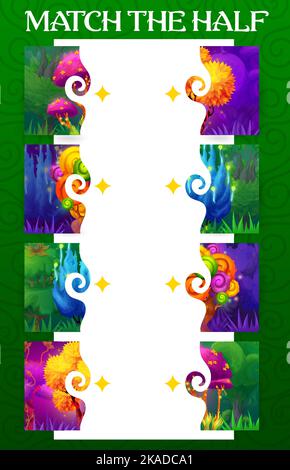Match the half of magic mushrooms. Kids game worksheet. Kids quiz ...