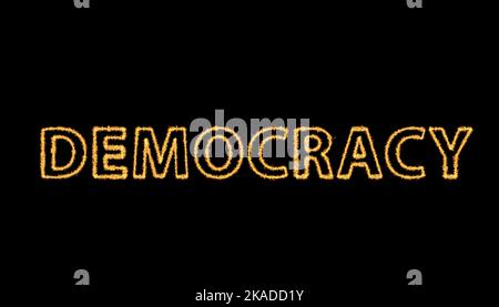 Democracy graphic text with flame fire effect Stock Photo - Alamy