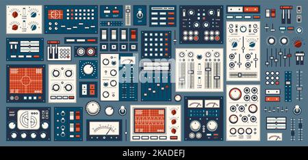 Control panel with buttons, switches and dial cartoon illustration ...
