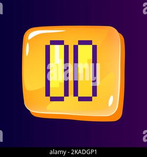 Pause glossy ui button with pixelated icon Stock Vector Image & Art - Alamy