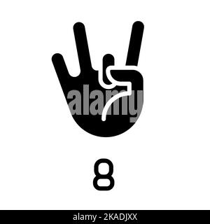 Digit eight sign in ASL pixel perfect linear icon Stock Vector Image ...