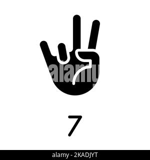 Digit seven sign in ASL pixel perfect gradient linear vector icon Stock ...