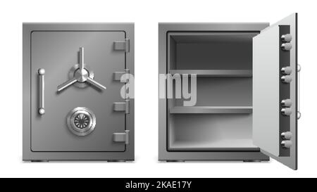 Safe lockers doors concept with security and privacy symbols realistic ...