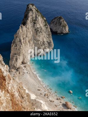 Aerial view of Mizithres cliff rock in Zakynthos Ionian island, Greece ...
