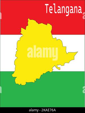 Telangana, India. Simple vector map. State shape. Solid style. Border ...