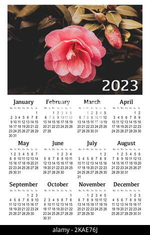 Botanical calendar for 2023. Vertical wall calendar , week starts ...
