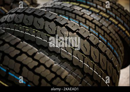 Car tires with informational marking after vulcanization Stock Photo ...