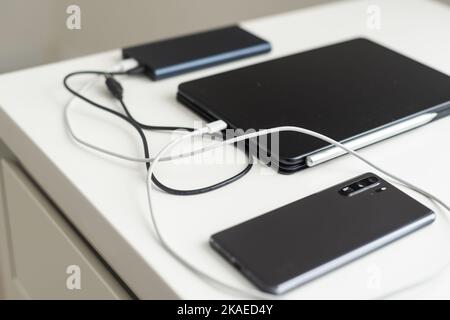 Portable power banks in a charger process Stock Photo - Alamy