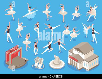 Ballet icons set. Isometric set of ballet vector icons for web design ...
