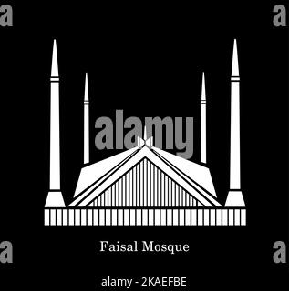 Pakistan, Islamabad, Faisal Mosque, travel landmark vector illustration ...