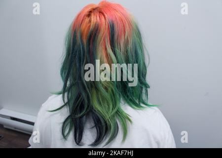 Canadian Filipino Teen ager girl with dyed hair in different color ...