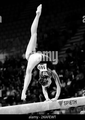 Netherland's Eythora Thorsdottir competes on the beam during day two of ...