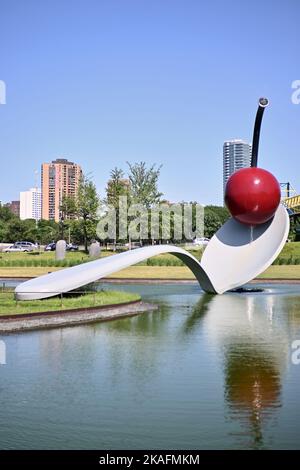 Spoon Bridge and Cherry Sculpture Stock Photo - Alamy