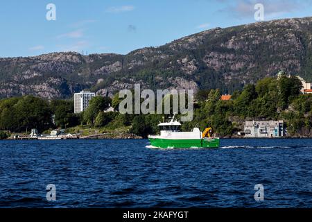 Aquaculture service vessel Ocean Athena at Byfjorden, in the port of ...