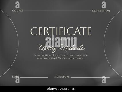 Composition of course completion certificate text over grey background ...