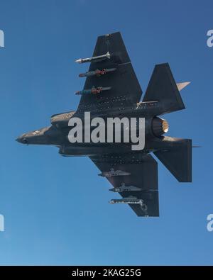 LtCol Jay Zarra pilots F-35C test aircraft, CF-2, during a two store ...