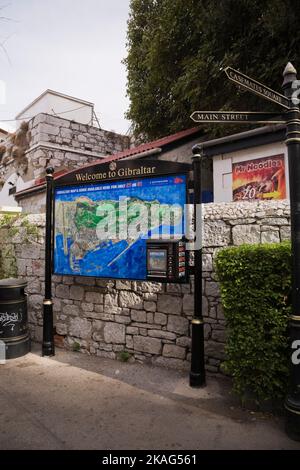 Welcome to Gibraltar Map and tourist info sign, Gibraltar Stock Photo ...