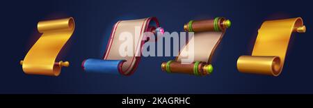 Luxury ancient parchment scrolls, royal manuscripts with color and gold ...