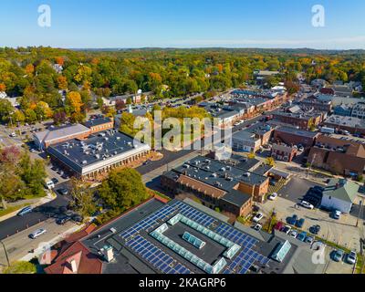 Historic commercial buildings on Massachusetts Avenue in historic town ...
