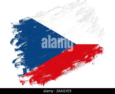 Czech republic flag painted on minimal brush stroke background Stock ...