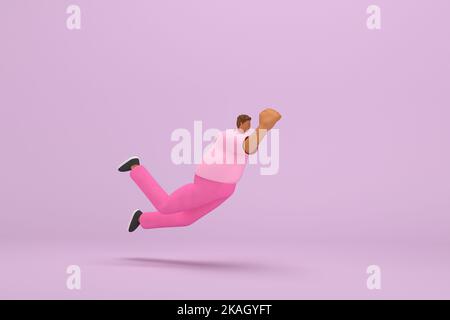 The black man with pink clothes. He is falling down. 3d illustrator of ...