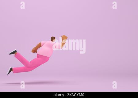 The black man with pink clothes. He is falling down. 3d illustrator of ...