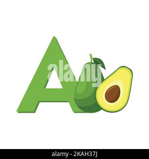 Cartoon fruit and vegetable font, healthy type or farm crop alphabet of ...