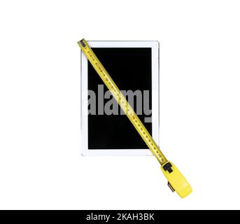measurement of the screen size of a tablet on a transparent background ...