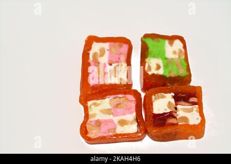 Colorful sweet delicious Lebanese Noga candies with peanuts, Egyptian ...