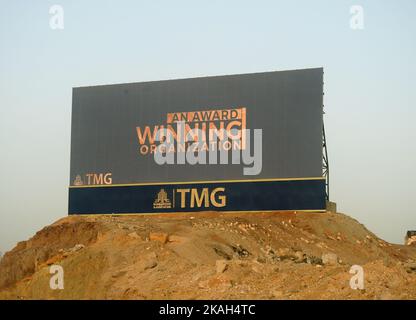 Cairo, Egypt, September 24 2022: A large Advertisement LCD LED TV on a ...