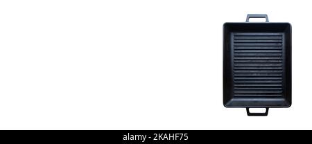 Empty black cast heavy iron grill pan modern kitchen equipment ...