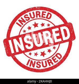 INSURED text written on red lines stamp sign Stock Photo - Alamy