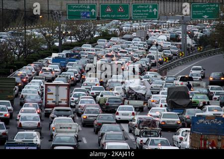 Heavy traffic jams in Tehran (capital of Iran) before Nowruz (Iranian ...