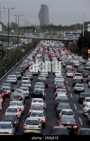 Heavy traffic jams in Tehran (capital of Iran) before Nowruz (Iranian ...