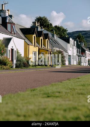 Shieldaig village high street in Wester Ross, Highland, Scotland UK ...