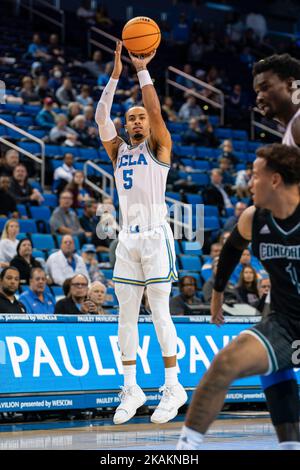 UCLA guard Amari Bailey shoots against Colorado during the second half ...