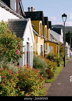 Shieldaig village high street in Wester Ross, Highland, Scotland UK ...